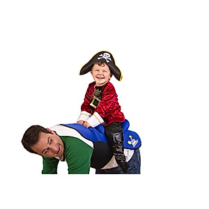 Pony Up Daddy - Neoprene Parent Saddle with Easy Close Strap - Features Padded Seat and Grab Handle for Safe and Comfortable Play Pony Rides - Fits Up to 50" Chest Size - Raider Red