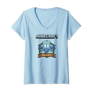 Womens Minecraft Allay Badge Simple Logo V-Neck T-Shirt