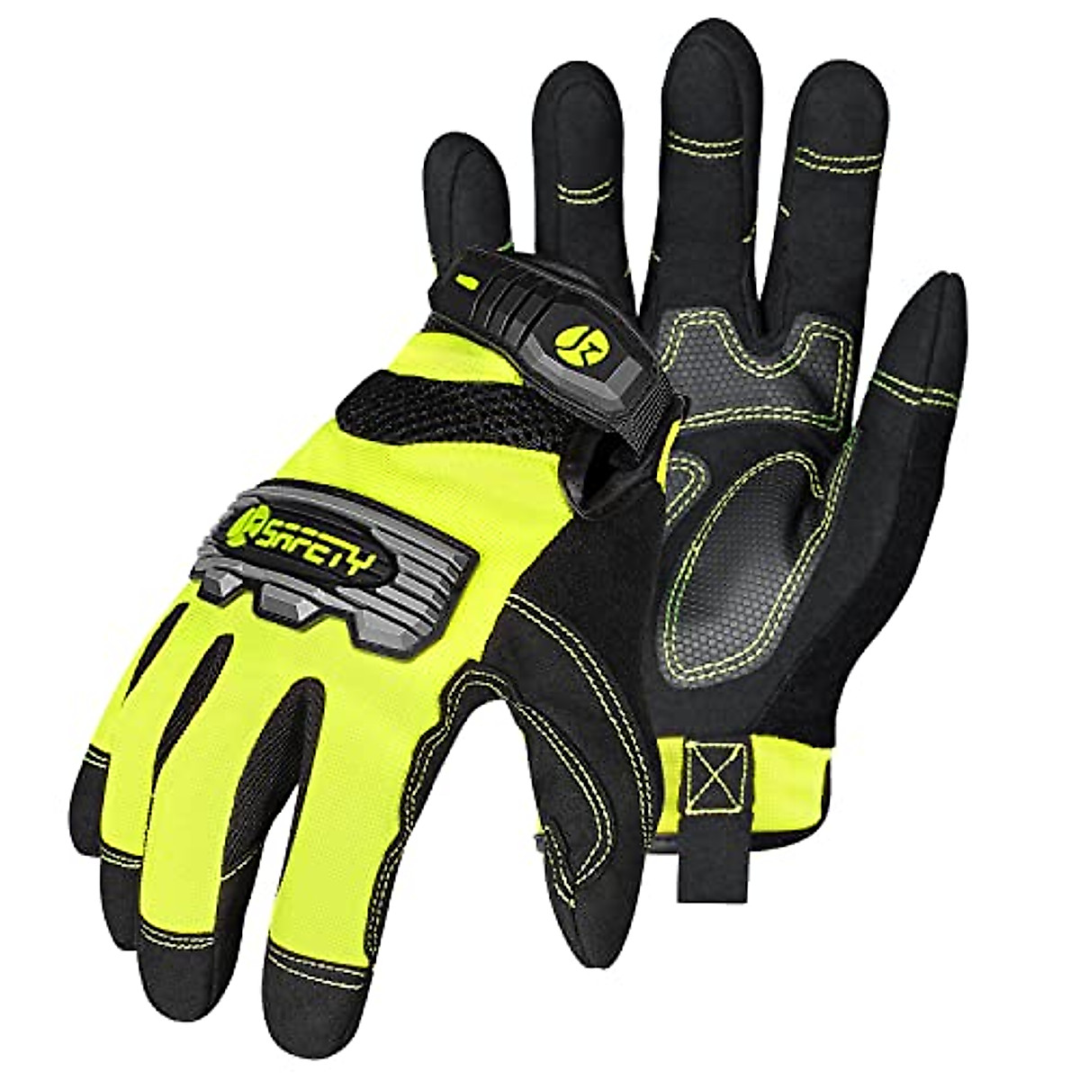 JKSafety High Performance Utility Work Gloves, all Purposes Mechanical Gloves, Guantes de Trabajo, for men and women, safety utility for works (G228-Yellow M)