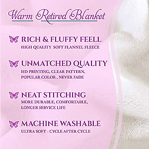 YRAQLVU Happy Retirement Gifts for Women Flannel Throw Blanket to Grandma Mom Warm Travel Blanket for Couch Lightweight Blankets 60&quot;x 50&quot;