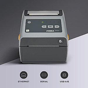 ZEBRA ZD621 Direct Thermal Desktop Printer - Thermal Printer with 300 dpi & 4" Print Width - for Home Office - with USB, Serial, or Ethernet Connectivity