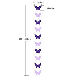 zilue Butterfly Banner Decorative Paper Garland for Wedding Baby Shower Birthday Theme Decor 110 Inches Long Pack of 2 Pieces Blue