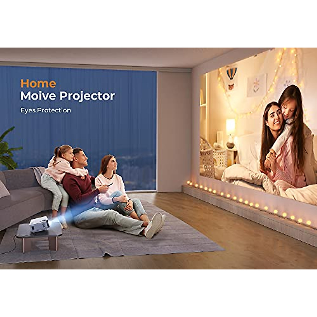 Anpiu Mini Projector 2022 Upgraded Portable Video Projector, 55,000 Hours Multi-Media Home Theater Movie Projector Compatible with Full HD 1080P HDMI, USB, AV, Laptop, Smartphone