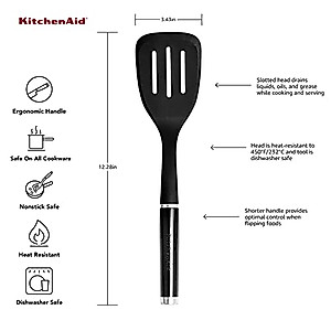 KitchenAid Gourmet Nylon Slotted Turner, one size, Matte Black