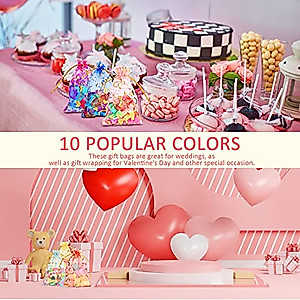 200 Pcs Organza Bag 4 x 6 Inch Small Organza Jewelry Bags Sheer Heart Organza Bags with Drawstring Party Favor Mini Mesh Pouch for Wedding Baby Shower Christmas Valentine Party Gift, 10 Colors