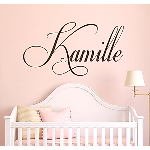 Nursery Custom Name Wall Decal Sticker, 28" W Girl Name Wall Decal, Girls Name, Wall Decor, Personalized, Girls Name Decor, Girls Nursery, Girls Bedroom, Plus Free White Hello Door Decal