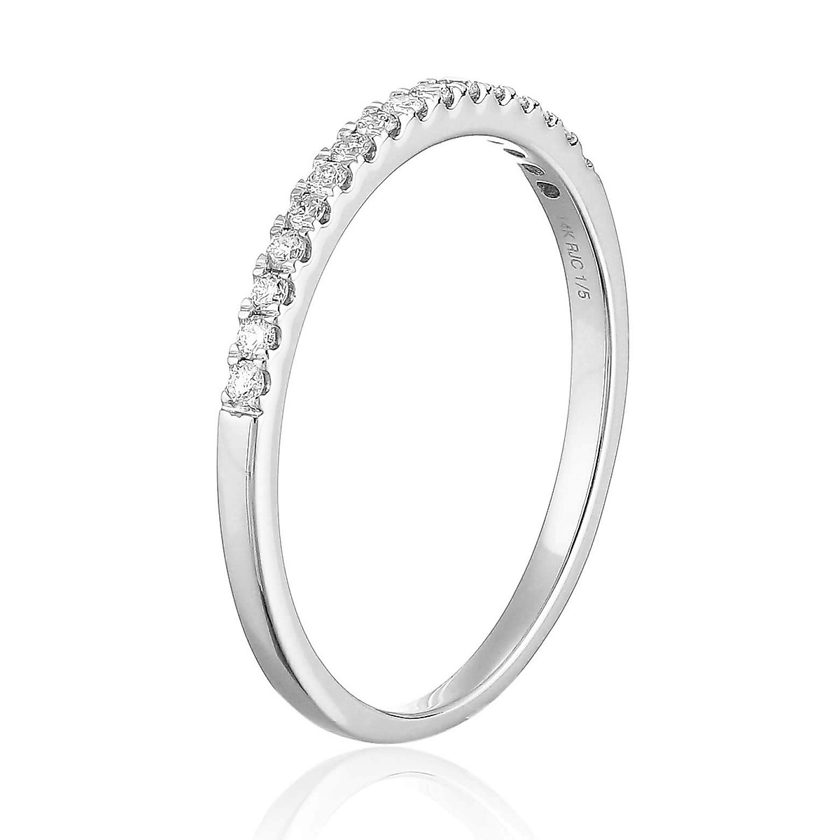 Vir Jewels 1/5 carat (ctw) Diamond Wedding Anniversary Band for Women, Half Eternity Round Diamond Engagement Ring 14K White Gold Prong Set 0.20 cttw, Size 6