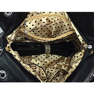 Zzfab Butterfly Double Handles Women Large Rhinestone Purse Black