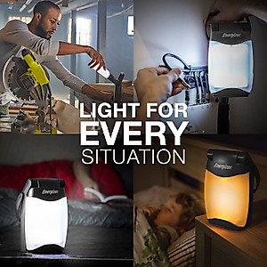 Energizer Weatheready Folding LED Portable Lantern, Battery Powered Lantern, Water Resistant Camping Lantern and Emergency Light, Pack of 1, Black