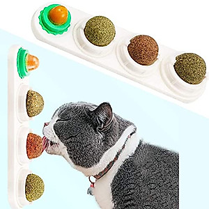 STARROAD-TIM Catnip Balls Catnip Toy for Cats Rotatable Edible Balls Natural Healthy Self-Adhesive Catnip Edible Balls (White)