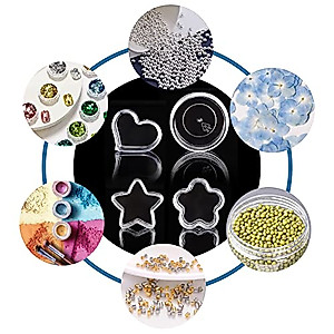 PH PandaHall 24pcs Plastic Containers 4 Style Clear Containers Heart Flower Round Star Beads Storage Containers 0.34 Fl Cosmetic Makeup Pot Jars for Clip Craft Jewelry Small Items Hardware