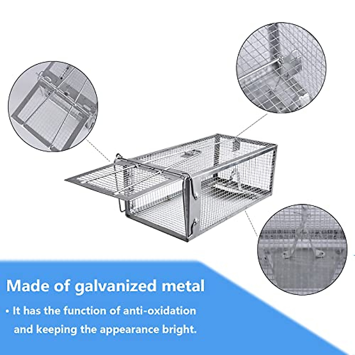 PIXESTT Humane Mouse Trap, Rat Cage Trap Suitable for Capturing Mice or Hamsters Alive, Friendly Small Animal Humane Live Cage Rat - 11.2'' X 5.5'' X 5''