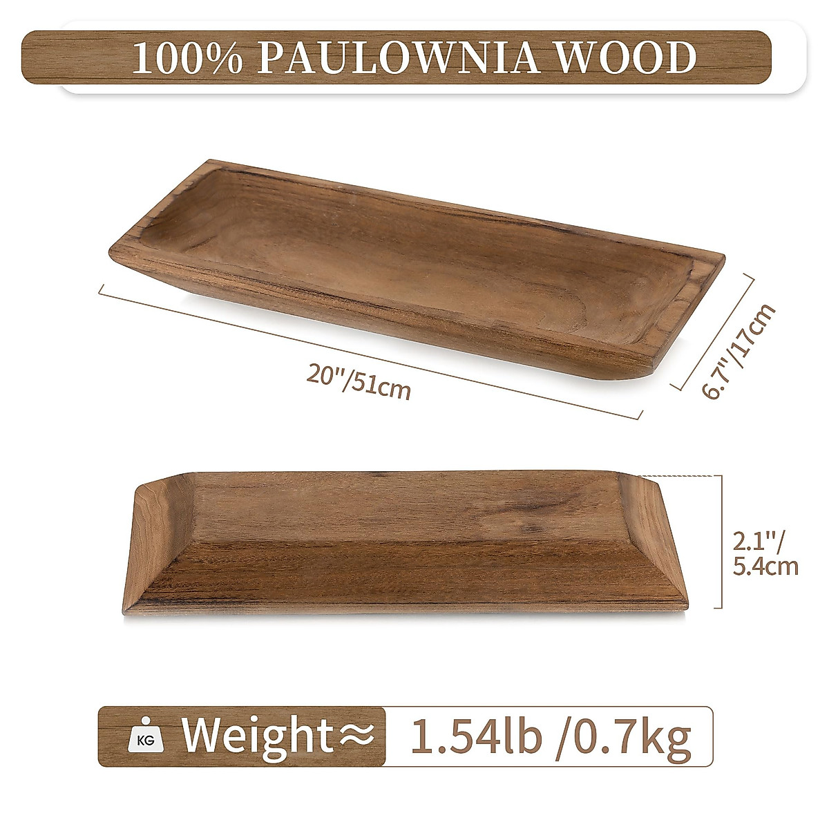 Hanobe Decorative Wood Dough Bowl: Large Long Wooden Centerpiece Table Decorations Natural Candle Holder Tray Decor Rustic Unfinished Centerpieces for Dining Room Kitchen Fruit Bowls, Brown