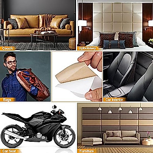 ILOFRI 17x60 Inch Smooth Leather Repair Patch Tape for Car Seat, Self Adhesive Leather and Vinyl Repair Patch Kit for Furniture, Couches, Upholstery, Interior, Boat Seat, Sofa - Brown