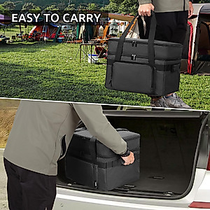 LUXJA Indoor Grill Carrying Bag with Bottom Pad Compatible for Ninja Sizzle GR101 Smokeless Grill, Double Layer Electric Grill Bag with Plates Section (Bag Only), Black