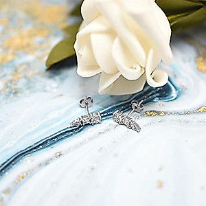 Ear Climbers Earrings for Women Sterling Silver Ear Climber Earrings with Post Hypoallergenic Cubic Zirconia Mini Ear Crawler Earrings Studs Dainty Minimalist Earrings Gifts for Birthday Wedding