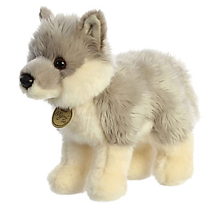 Aurora® Adorable Miyoni® Tots Wolf Pup Stuffed Animal - Lifelike Detail - Cherished Companionship - Gray 10 Inches