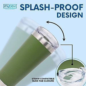 MyBevi Classic Premium Stainless Steel Tumbler with 12-Hour Temperature Control, Tritan Lid, and BPA-Free Construction | Army Green, 26 oz