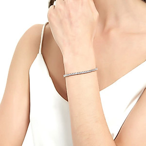 BERRICLE Sterling Silver Princess Cut Cubic Zirconia CZ Fashion Tennis Bracelet for Women, Rhodium Plated 6.5"