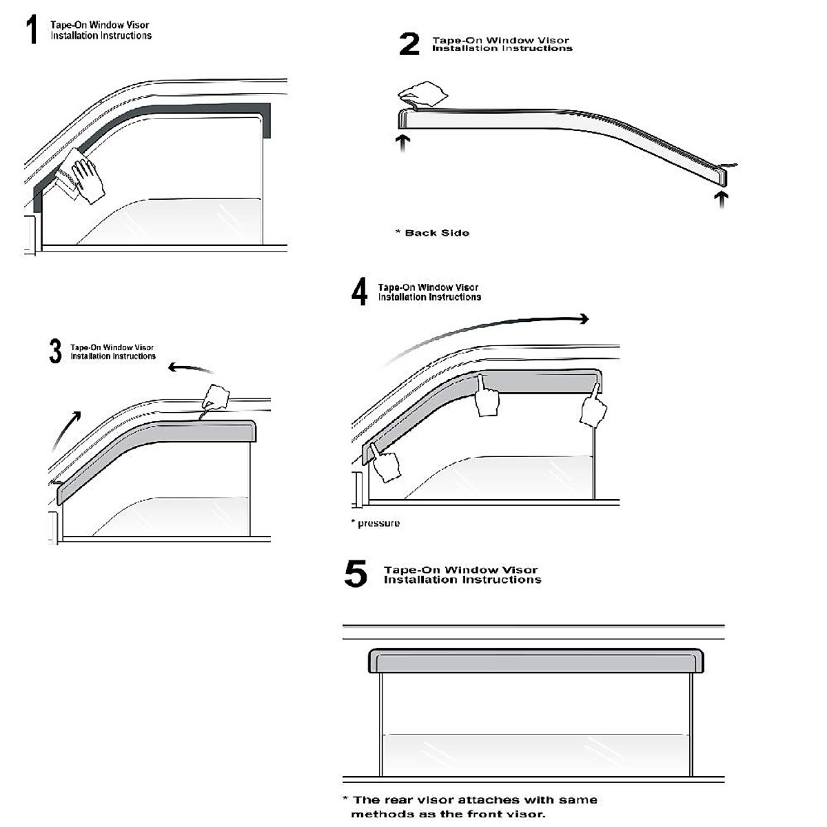 4pcs Vent Visor Side Window Deflectors Original Window Visors for 1999-2016 Ford F250/F350/F450 Super Duty Crew (SuperCrew) Cab Sun/Rain Guard 94953