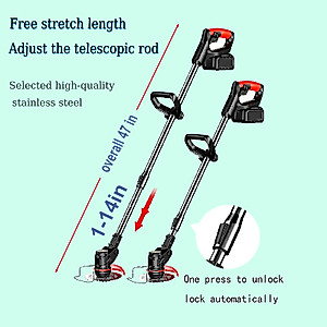 Weed Wacker Battery Powered, 24V 2Ah Battery Powered Cord Trimmer with 2 Batteries and 3 Blades,Weed WackerSuitable for patios and Gardens (Black)