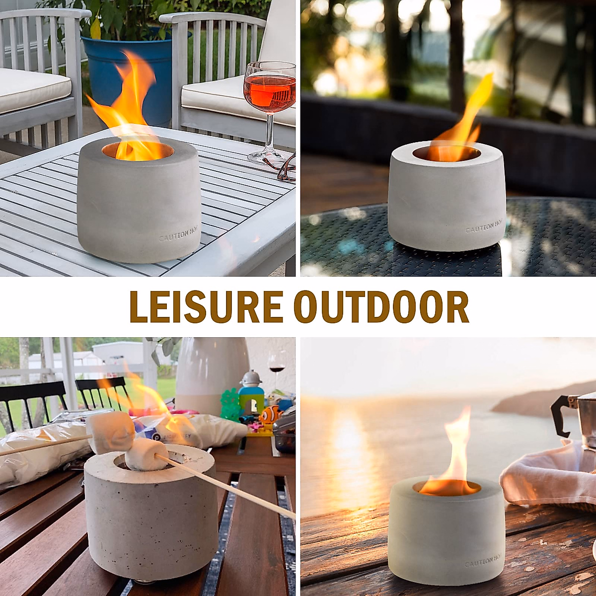 Mavalzy Tabletop Fire Pit, Premium Portable Tabletop Rubbing Alcohol Fireplace Table Top Fire Pit Bowl Long Burning Smokeless Indoor Outdoor Mini Fireplace