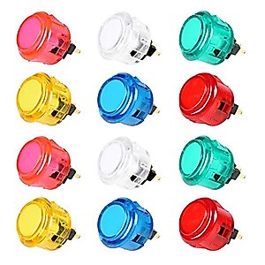 Fosiya 12 Piece Clear Transparent Arcade Push Buttons 30mm Replace for Sanwa Buttons Arcade Joystick Games Console Parts