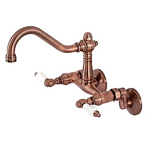 Kingston Brass KS322PLAC Vintage Kitchen Faucet, Antique Copper