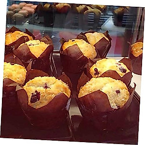 HEMOTON 150pcs Pink Tulips Mini Paper Cups Brown Wrapping Paper Butterfly Cupcake Liners Cookie Liners Muffin Tins Camouflage Pudding Cake Stand Bracket Coffee Mini Cake Boxes