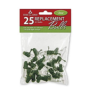 National Tree RBG-25C 25 Clear Bag with Header for 50 Light Sets UL, 2.5 Volts Replacement Christmas Bulbs, Incandescent,White, Count (Pack of 1)