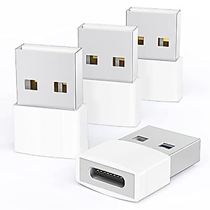 Syntech USB to USB C Adapter 4 Pack, Type C Female to USB Male Converter Power Charger Cable Adapter Compatible with MagSafe Apple Watch Series 9/SE/Ultra 2 iPhone 15 Plus Pro Max AirPods Pro, etc
