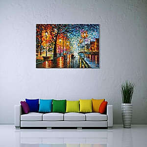 Alenoss Abstract Canvas Paintings 3D Modern Oil Paintings on Canvas 28x40 Inches Contemporary Colorful Landscape Wall Art Romantic Couples Blue Artwork for Home Decorations