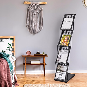LIWSHWZ Foldable Brochure Display Stand Magazine Catalog Literature Rack Portable 4 Pockets for Trade Show Exhibitions Office with Carrying Bag