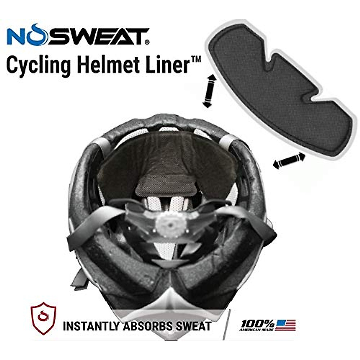Bicycle & Bike Helmet Sweat Liner by NoSweat - Made in USA - Patented SweatLock Technology