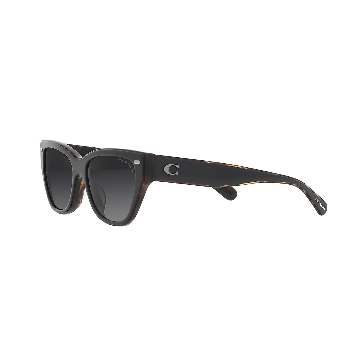 Coach HC8370U Universal Fit Sunglasses, Black/Dark Tortoise/Grey Gradient Polarized, 54 mm