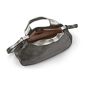 The Sak Rylan Mini Satchel in Leather, Convertible Purse with Adjustable Crossbody Strap, Dark Silver