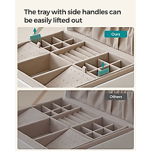 SONGMICS 2-Layer Jewelry Box, Jewelry Organizer with Handle, Removable Jewelry Tray, Jewelry Storage, Floating Effect, 8.1 x 9.4 x 4.3 Inches, Gift Idea, White UJBC165W01