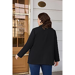 Hanna Nikole Fall Blazer for Women 2023 Lightweight Jacket Suits Open Front Lapel Long Sleeve Blazer Black 22 Plus