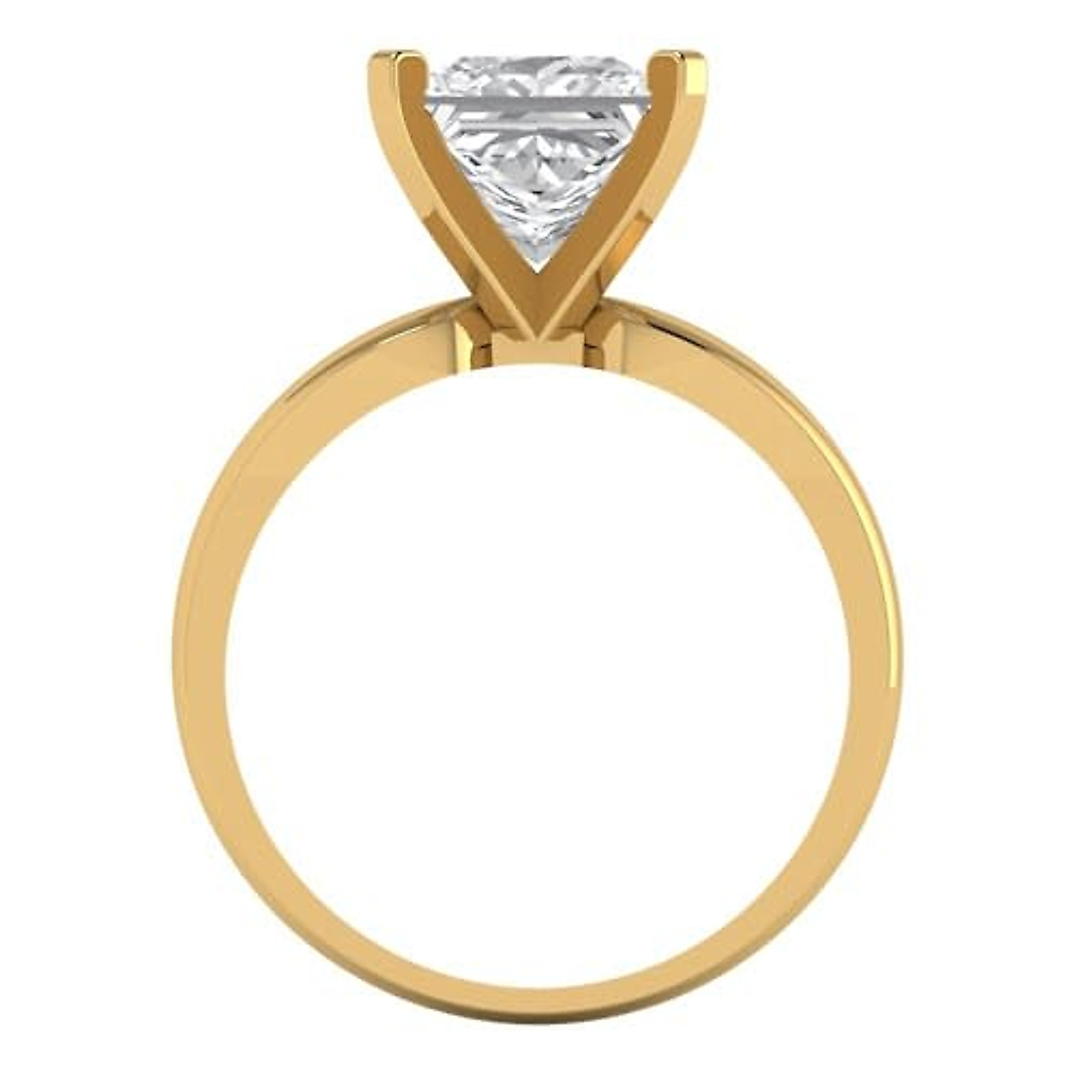 Clara Pucci 2.50ct Princess Cut Solitaire Moissanite Excellent Engagement Bridal Promise Anniversary Ring 18K Yellow Gold Size 5.75