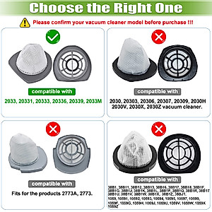 Anicell 2033 Featherweight Filter for Bissell Featherweight Stick Lightweight Bagless Vacuum 20331 20333 20334 20336 20339 2033M, 4 Mesh Filters 6 Foam Filters Replacement, Replace part# 1611508