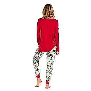Mud Pie Womens Holiday Christmas Pajamas Set, Red, Small