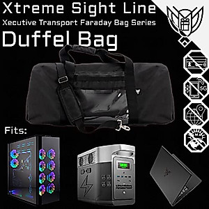 Xtreme Sight Line ~ Xecutive Transport Faraday Duffel Bag for Military Use ~ MOLLE System ~ Computer Towers and Other Large Electronics ~ Data Security for Executive Travel ~ Shoulder Strap Included ~ Tracking/Hacking Defense ~ Removable Foam Padded for E