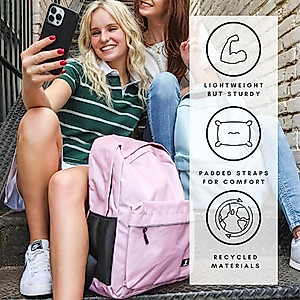 Fenrici Backpack for Teen Girls, Boys, Aesthetic Kids' Bookbags for School or Travel with Padded Laptop Compartment, Cool Pink