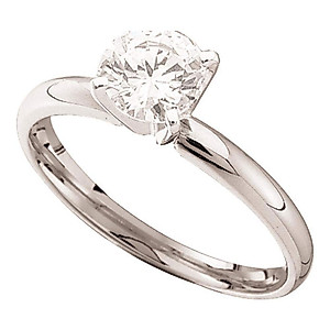 14kt White Gold Womens Round Diamond Solitaire Bridal Wedding Engagement Ring 1/4 Cttw