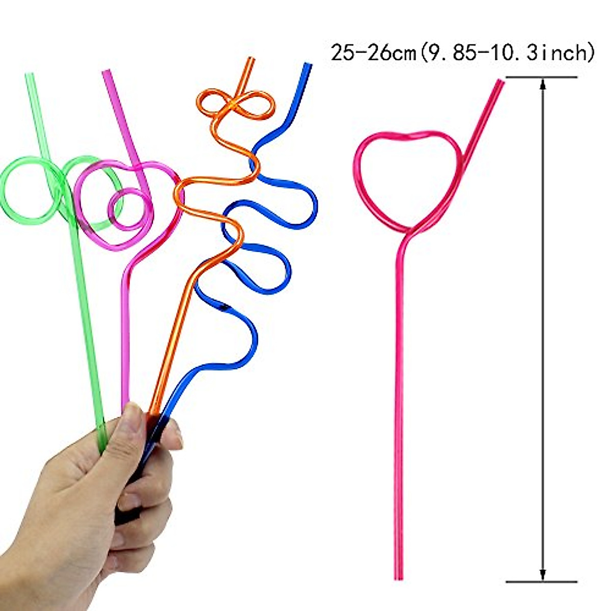Tomnk 60pcs Crazy Straws Silly Colorful Drinking Straws Fun Varied Twists Straws for Kids, Birthday Party