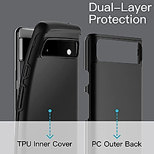 JETech Case for Google Pixel 6a 6.1-Inch 2022, Dual-Layer Protection Shockproof Phone Cover (Black)
