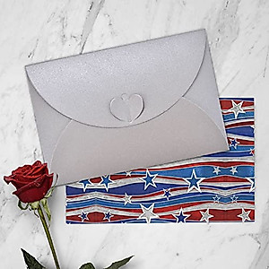 MQGMZ Patriotic Stars Strips Independence Day Print Holiday Greeting Cards Blank Note Cards With Envelopes For All Occasions Birthdays