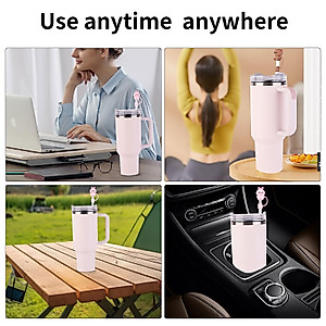 Stanley Cup Accessories Set Including 9 Pcs Silicone Spill Proof Stopper,3 Pcs Straw Cover Cap for 9-10 mm animal Straw Topper, 3Pcs Reusable Straw and 1 Cleaning Brush for Stanley Cup 40oz & 30oz