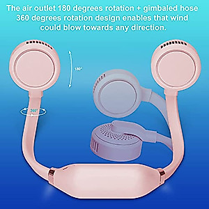 YEEBOO Portable Neck Fan, Hands-Free Rechargeable Personal Fan with 4000mAh 360°Rotation 3 Wind Speeds, Cooling Fan for Home, Office, Travel, Sport, Outdoor Activities ,No Hair Twisting