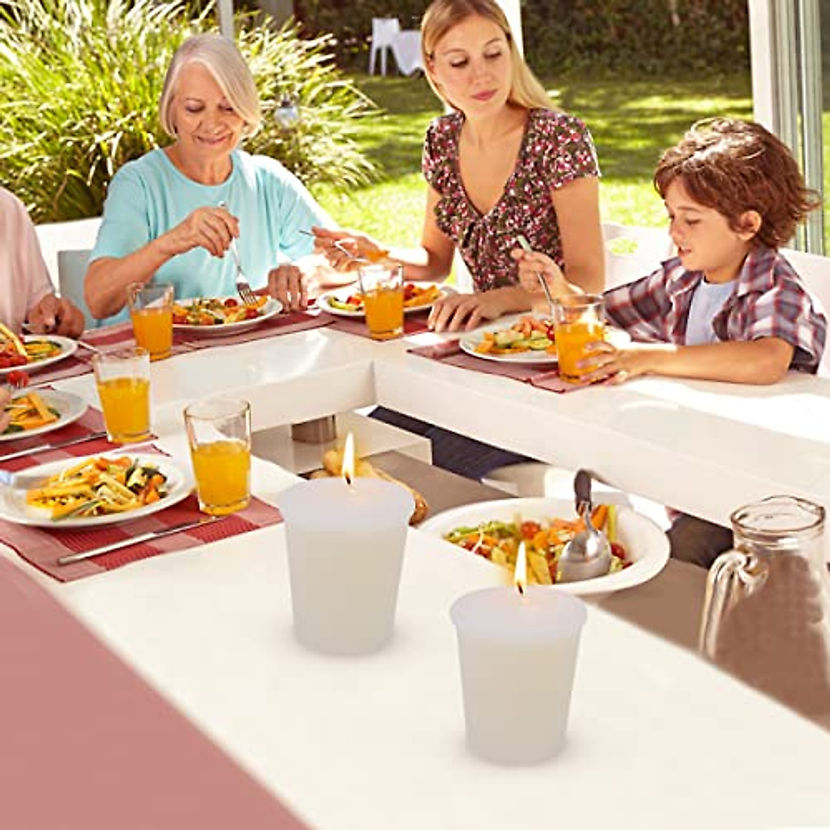 ionlywax Ivory Votive Candles Set of 12 Bulk Unscented Small Off-White Votives for Table Ceterpieces, Wedding, Party, Home 12 x 2.0oz